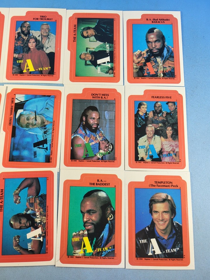 1983 TOPPS THE A-TEAM 12 CARD STICKER COMPLETE SET B.A. Mr. T Baracus ...