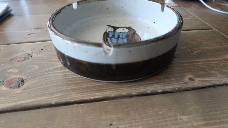 Large Vintage Stoneware Pottery OWL Ashtray 7.25 inch diameter | eBay