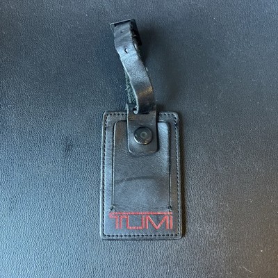 TUMI BLACK LEATHER Luggage Tag Hang Tag Black / RED ADJUSTABLE | eBay