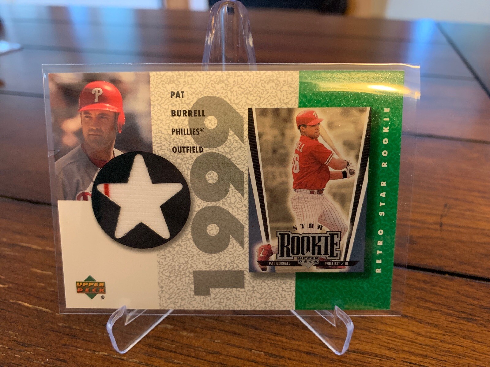 PAT BURRELL JERSEY 2002 UPPER DECK RETRO STAR ROOKIE SR-PB PHILADELPHIA ...
