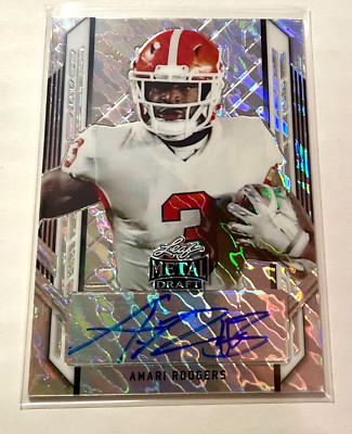 Amari Rodgers Mint 2021 Leaf Metal Draft Silver Marbles Auto RC #55/60 ...