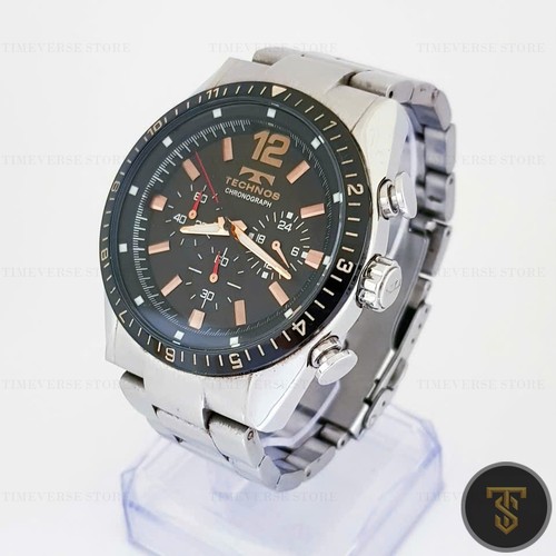 Technos Chronograph Men’s Watch – Black Dial – Rose Gold Accents ...