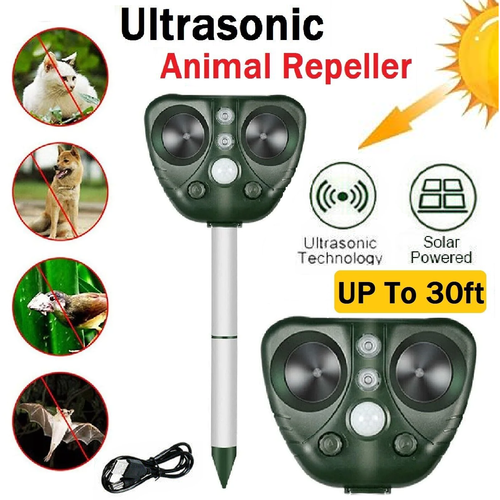 Solar Animal & Pets Ultrasonic Bird Repeller Motion Sensor Snake Cat ...