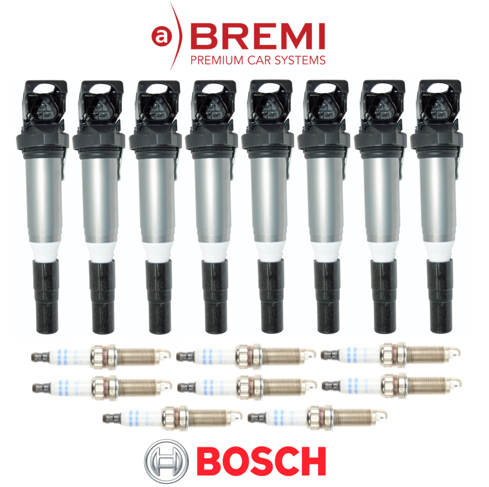 Ignition Coil Bremi + Spark Plug Double Platinum Bosch OEM (8sets) for ...
