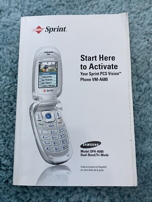 Sprint PCS Vision User Guide Samsung Phone Model VM-A680 Dual Band Tri ...