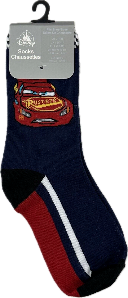 Disney Store Kids Blue Crew Cotton Stripe Pixar Cars Lightning McQueen ...