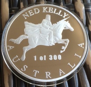 NED KELLY XL COIN Robbery & Murder 1of 300 Rare 65mm Finished Silver 2 ...