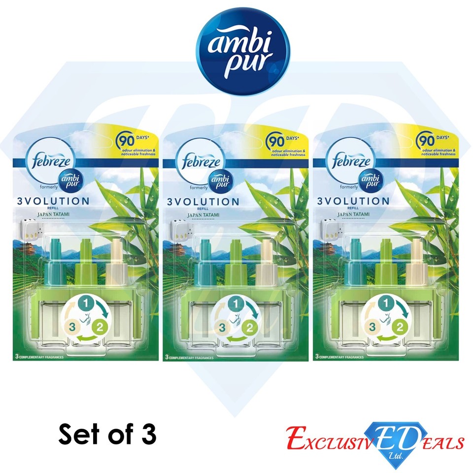 Ambi Pur 3Volution Electric Plug In Refills Air Freshener 90 Days 3 x 3 ...
