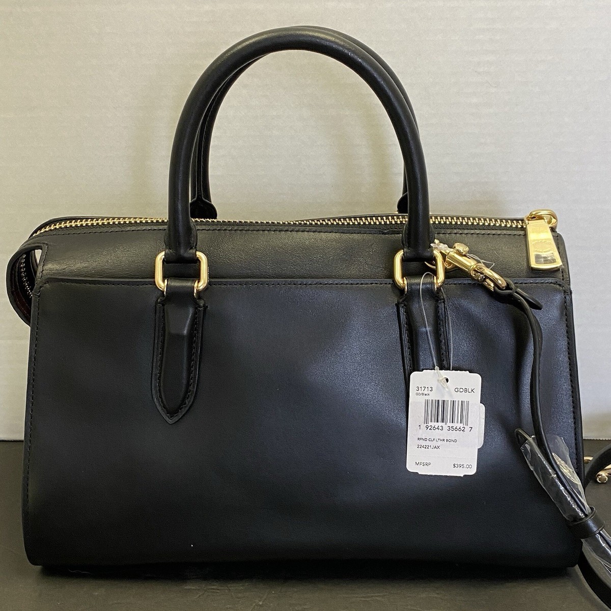 Coach BOND Refined Calf Leather Satchel Shoulder Bag BLACK Coach BOND Refined Calf Leather Satchel Shoulder Bag BLACK