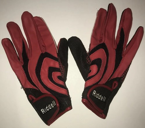 Riddell Reciever Gloves Youth Medium Black and Red | eBay