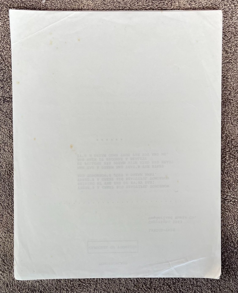 DISNEYLAND 1967 G.E. CAROUSEL OF PROGRESS Prog. City SCRIPT Photocopy ...