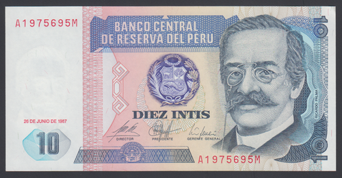 Peru 10 Intis 1987 AU-UNC P. 129, Banknotes, Uncirculated | eBay