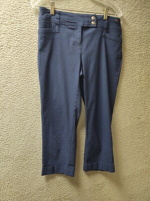 Style & Co Capri Pants Womens Size 6 Blue Pockets Cuffed | eBay