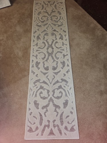 Sculpted Design Elegant Rug / Runner, Beige - Cream Color, Exotic Look ...