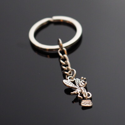Honey Bee Flying Carrying the Honey Pot Charm Keychain Key Chain Cute ...