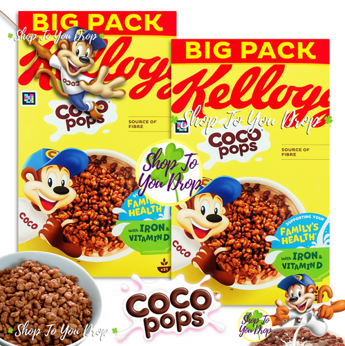 KELLOGGS COCO POPS 2 x 650g Cereal Chocolate Choc Kids Family Breakfast ...