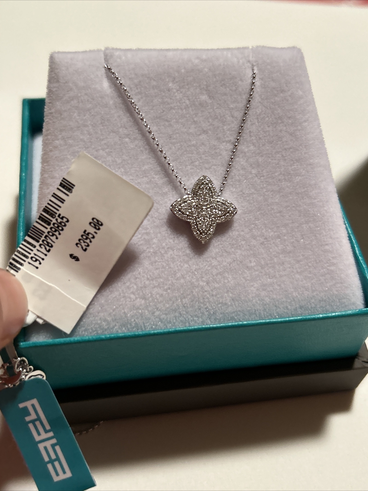 EFFY 14k White Gold Pave Diamond Pendant Necklace Og Price $2395 | eBay