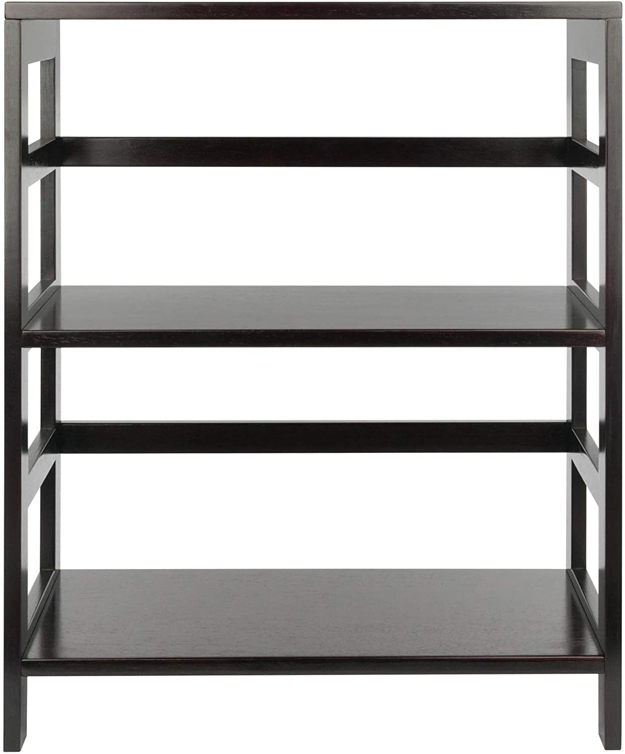 Short Wide Bookshelf Two Shelf Open Bookcase For Small Home Office Dark ...