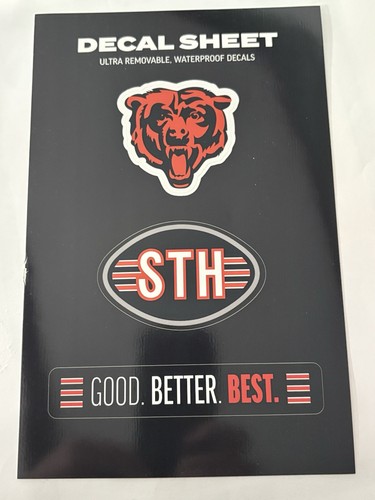 CHICAGO BEARS DECAL SHEET- STH- 3 DIE CUT DECALS- GOOD BETTER BEST Rare ...