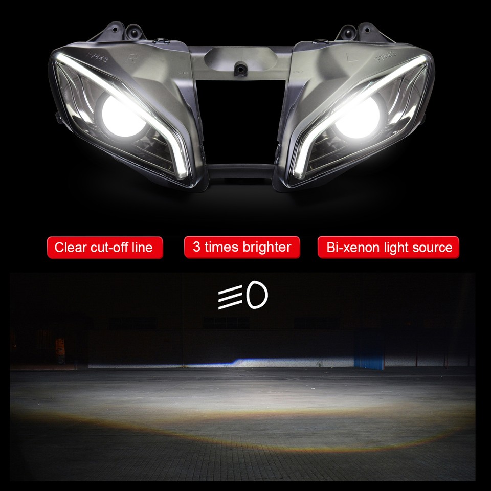 1X LED Headlight Assembly for Yamaha YZF R6 2008-2016 Front DRL Demon ...