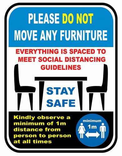 Do Not Move Furniture Social Distance 1m Rule Sign Adhesive Sticker ...