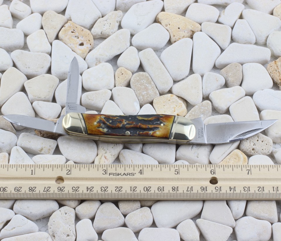 Rough Ryder Swayback Folding Pocket Knife Cinnamon Stag Bone RR2423 | eBay