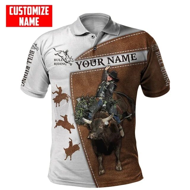 Bull Riding Shirt Rodeo Country Horse Riding Custom Name Polo Shirt ...