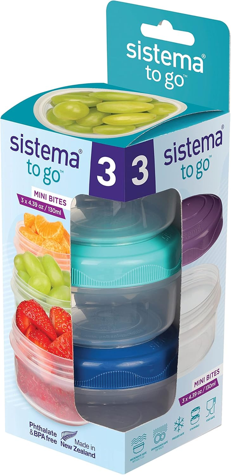 Sistema to GO Mini Bites Snack Pots | 130 Ml | Stackable Snack Boxes ...