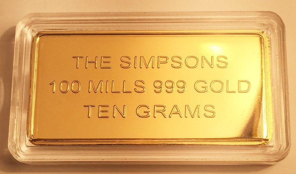 NEW 10 Gram "The Simpsons" Certified Ingot Finished in 999 Fine 24 k ...