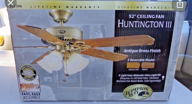 Hampton Bay Ceiling Fan Replacement Light Kit 4 Bulb Brushed Gold 1/ ...