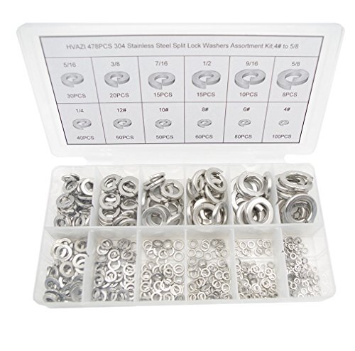 478PCS 304 Stainless Steel Split Lock Washers Assortment Kit4# to 5/8 ...