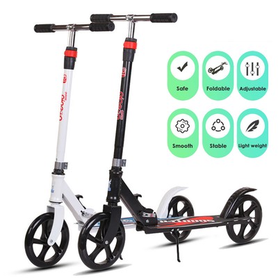 NEW Folding Scooter Push Dual Large Wheels Adjustable Adult Commuter ...