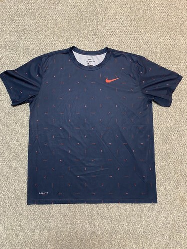 Nike The Nike Tee Dri Fit Athletic Cut Navy Blue T-Shirt Mens XL ...