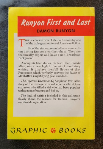 Runyon First and Last Damon Runyon Graphic No. 30 1951 Sweet GGA cover ...