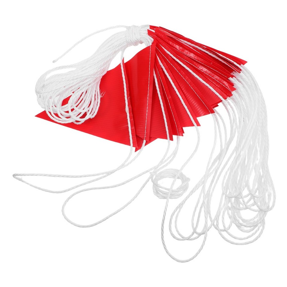 Safety Pennant Flags - 98ft Red Triangle Pennant Safety Flagging On ...
