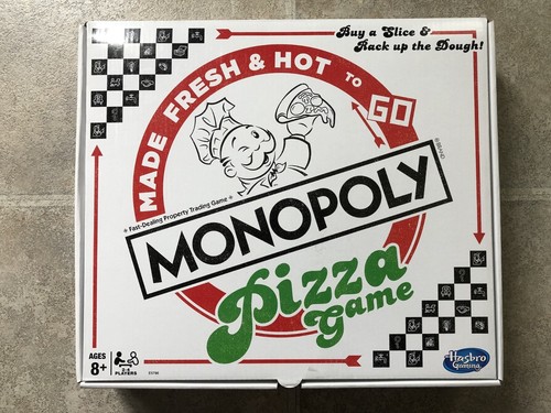 MONOPOLY PIZZA Board GAME Made Fresh & Hot To Go Pizza Box Hasbro 100% ...