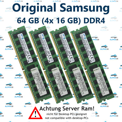 64 GB (4x 16 GB) RDIMM DDR4-2133 Dell Precision R7910 & XL Server RAM ...