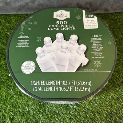 Holiday Time 500-Count Cool White LED Dome Christmas Lights White Wire ...