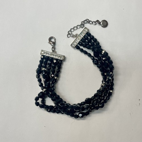 ralph lauren RLL black beaded multi strand bracelet crystal silver | eBay