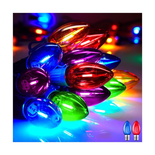 Vintage C9 LED Christmas Lights Outdoor, 50 Feet C9 String Lights with ...