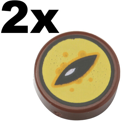 NEW LEGO - Tiles - Round 1x1 - Decorated - Black Eye on Yellow x2 ...