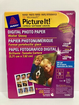 Avery 53282 Picture It! Digital Photo Paper 6 sheets 9 Wallets each ...