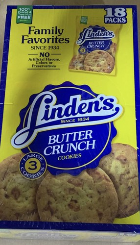 Linden's Butter Crunch Cookies 3 Cookies Per Pack 18 -1.75 Oz. Packs ...