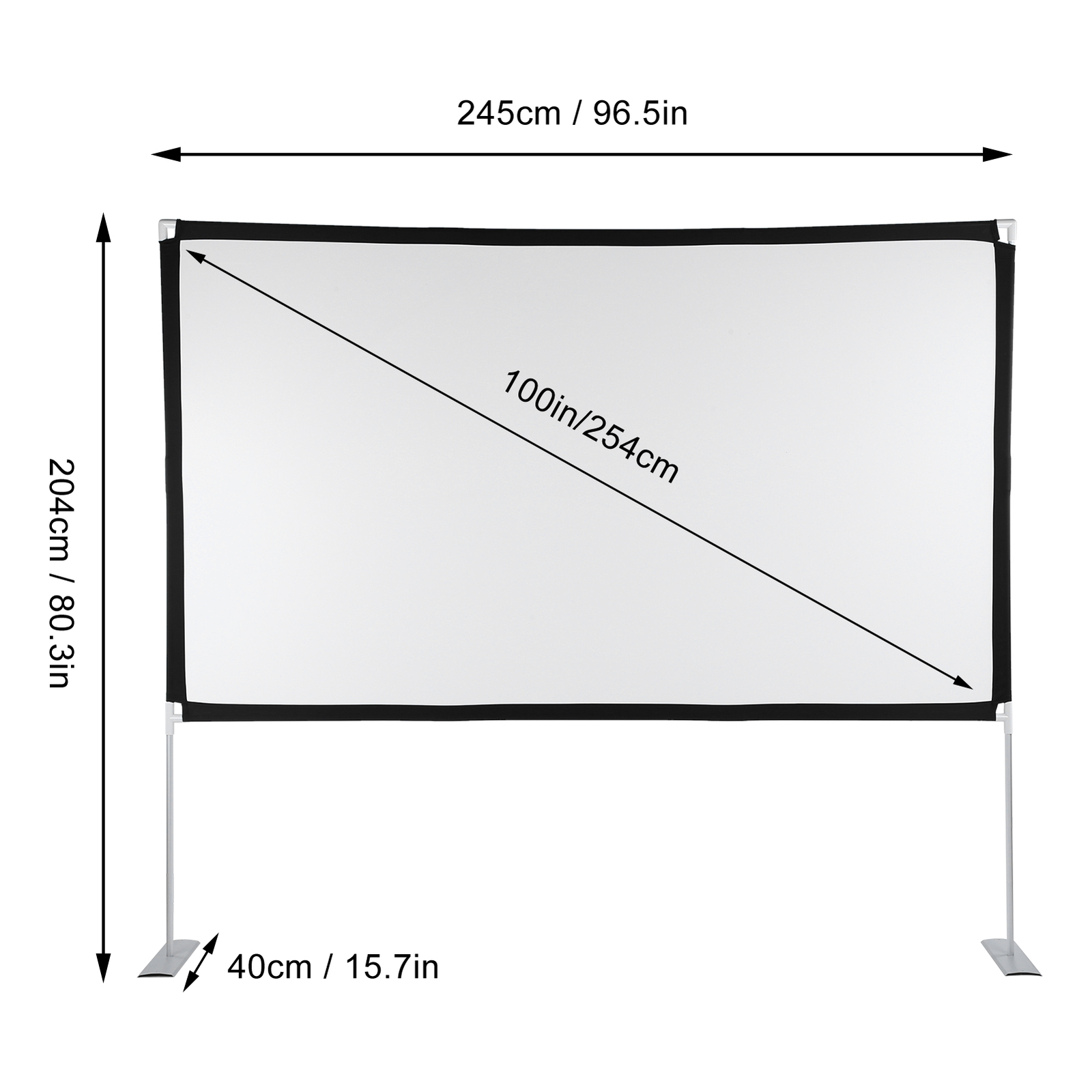 100" Inch Projector Screen with Stand 16:9 3D HD Camping Home Cinema ...