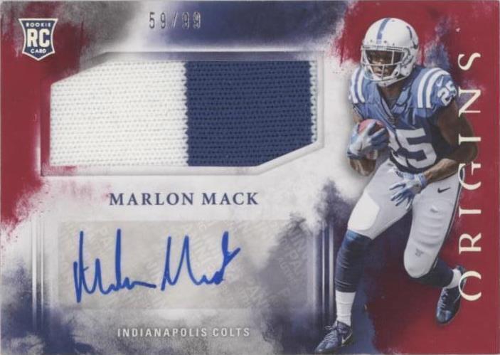 2017 Panini Origins - Rookie Jumbo Patch Autographs Marlon Mack #134 ...
