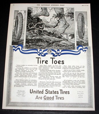 1917 OLD MAGAZINE PRINT AD, UNITED STATES TIRES ARE GOOD TIRES, TIRE ...