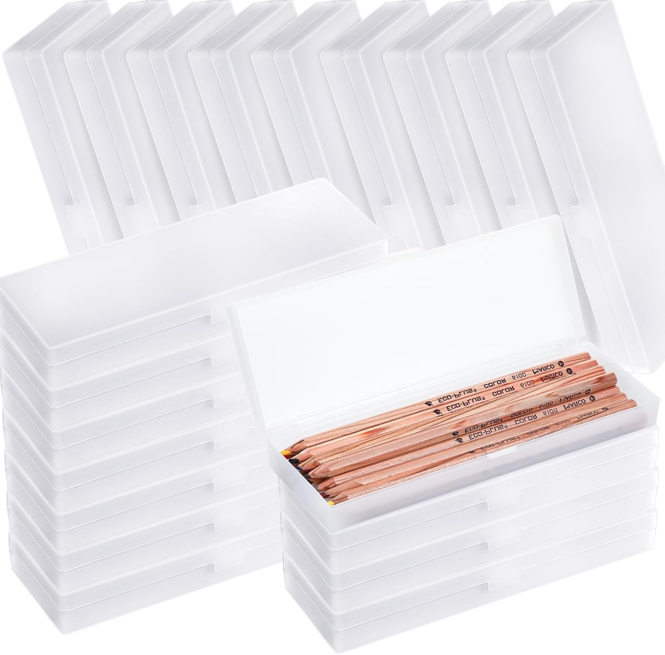 100 Pack Pencil Boxes Bulk Clear Plastic Pencil Case Mini Pen Box for ...
