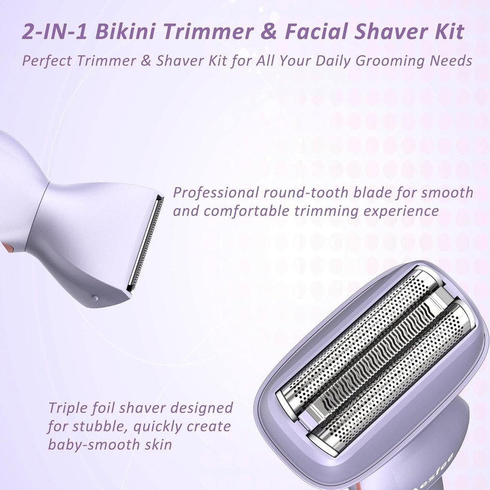 Bikini Trimmer and Facial Shavers for Women - 2-in-1 Electric Razors ...