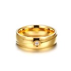 6MM Gold Plated Wedding CZ Band Men Women Stainless Steel Wedding Ring ...