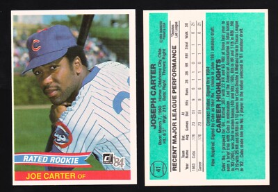 1984 Donruss #41 Joe Carter Rookie - Toronto Blue Jays - ExMT - 054 - 🔥 ...